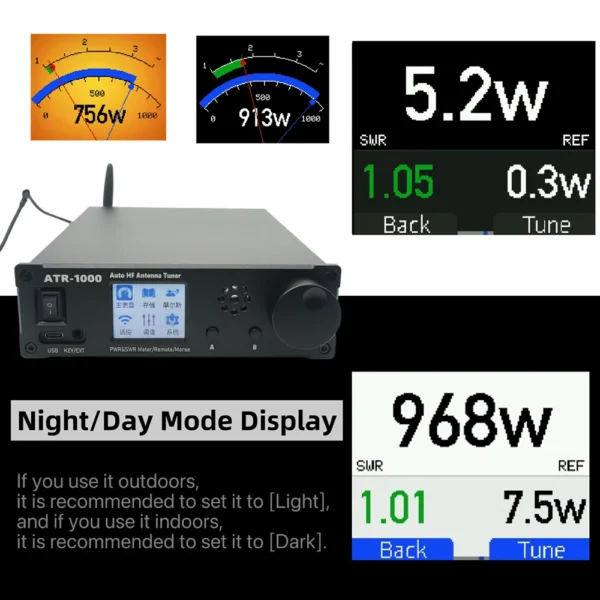 ATR-1000 Smart Tuner: 1000W Auto Antenna Matcher for Yaesu ICOM Kenwood